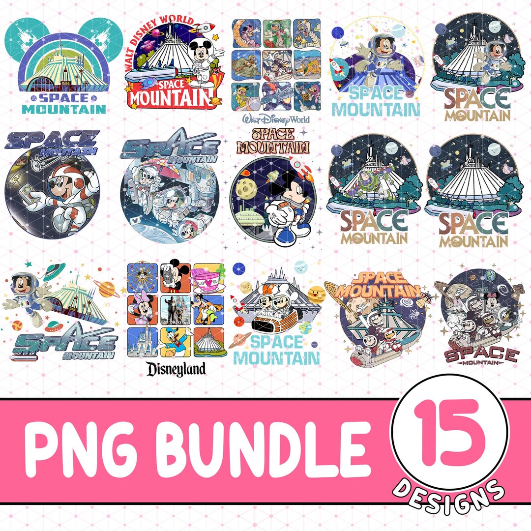Mickey Space Mountain 15 Design Bundle Png | Mickey and Friends Png ...
