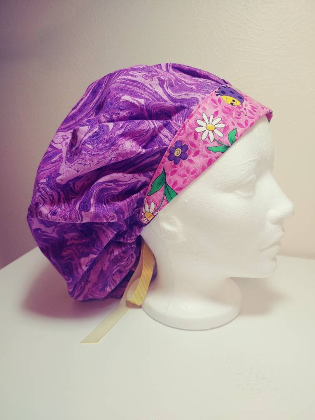 Bouffant Surgical Caps - Bees and Flowers on Purple - Etsy