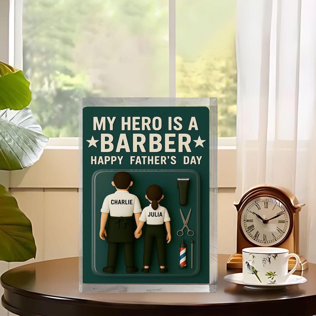 Personalize Fathers Day Gift for Dad, My Hero is a Barber Gift, Barber ...