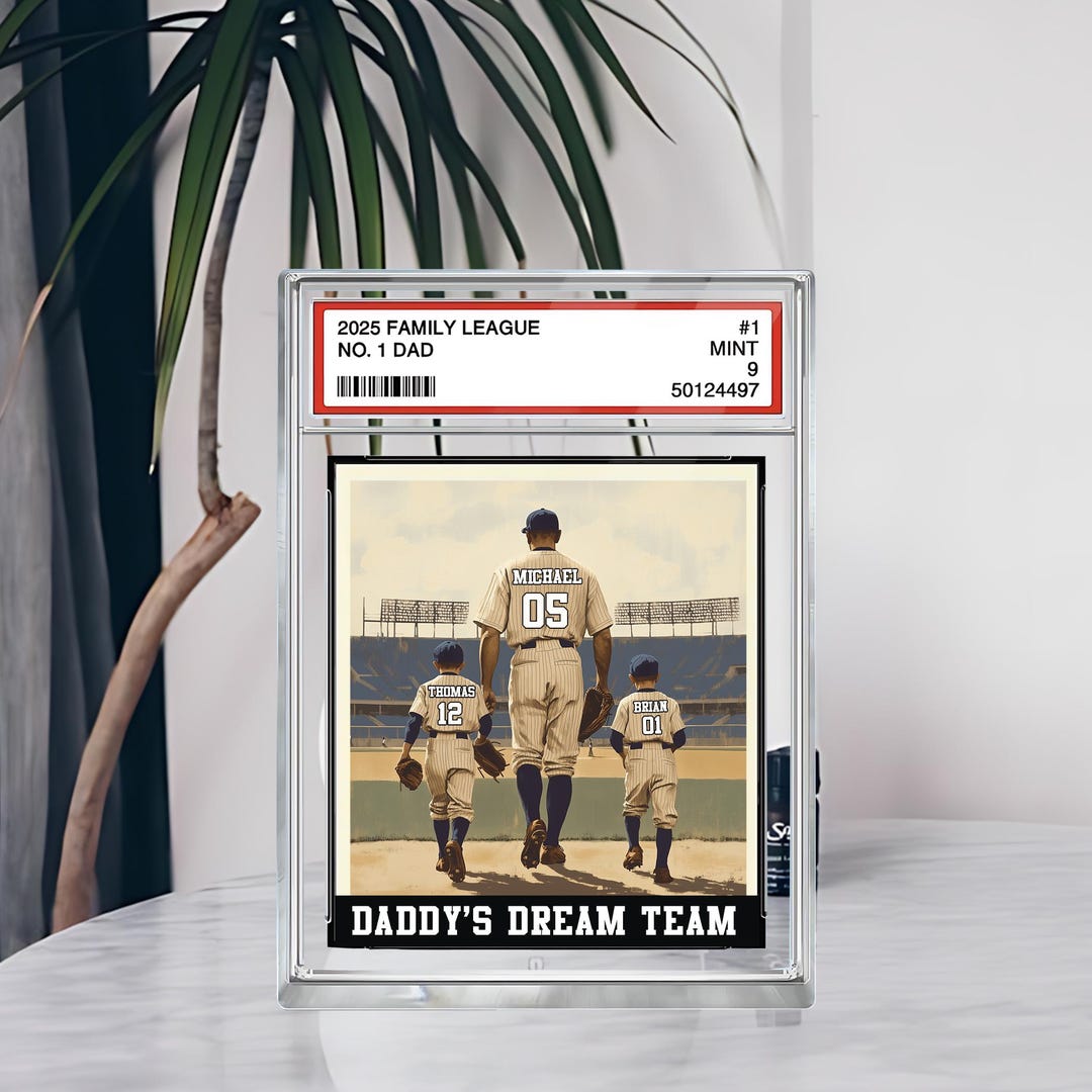 Baseball No. 1 Dad Man & Kids Trading Card Style, Personalized Acrylic ...