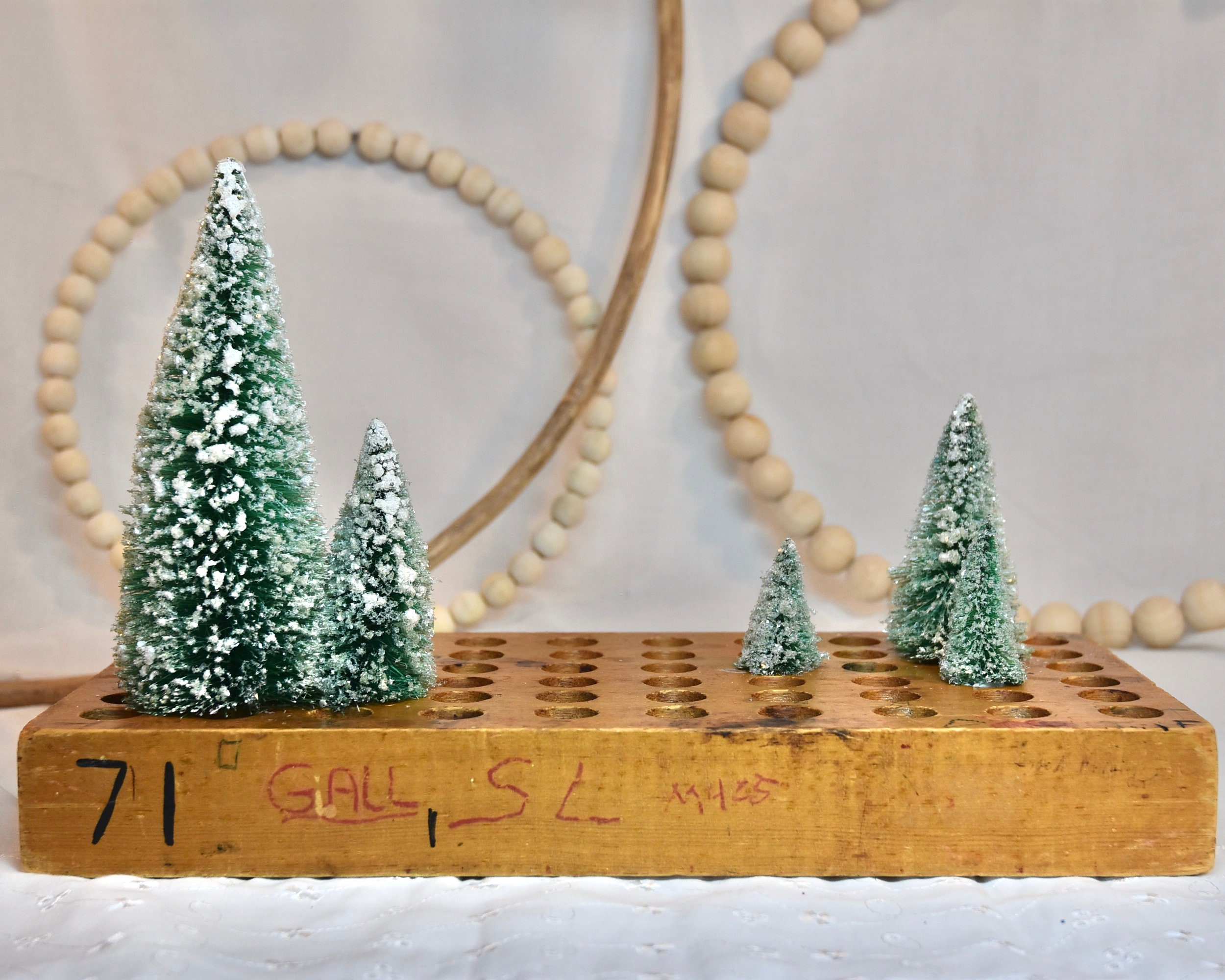 Vintage, Wooden, Block, Christmas, Tree, Deer, Rustic, December, Winter ...