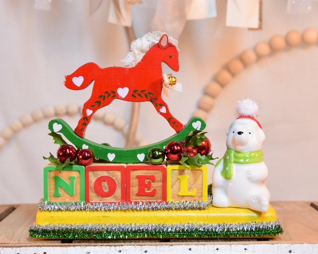 Vintage Christmas Alphabet Block Letters Noel Rocking - Etsy