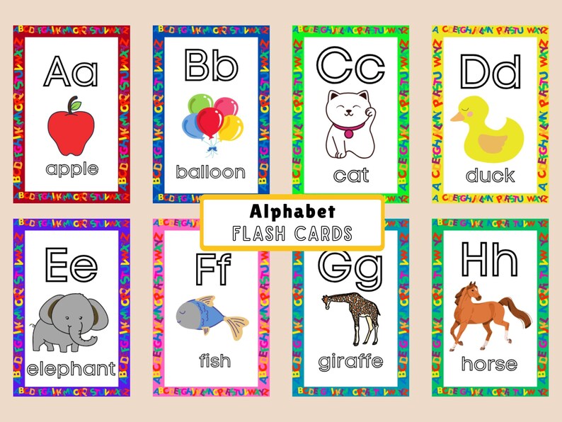 Alphabet Flash Cards: Montessori ABC Learning Game (PDF Download 2.3x3 ...