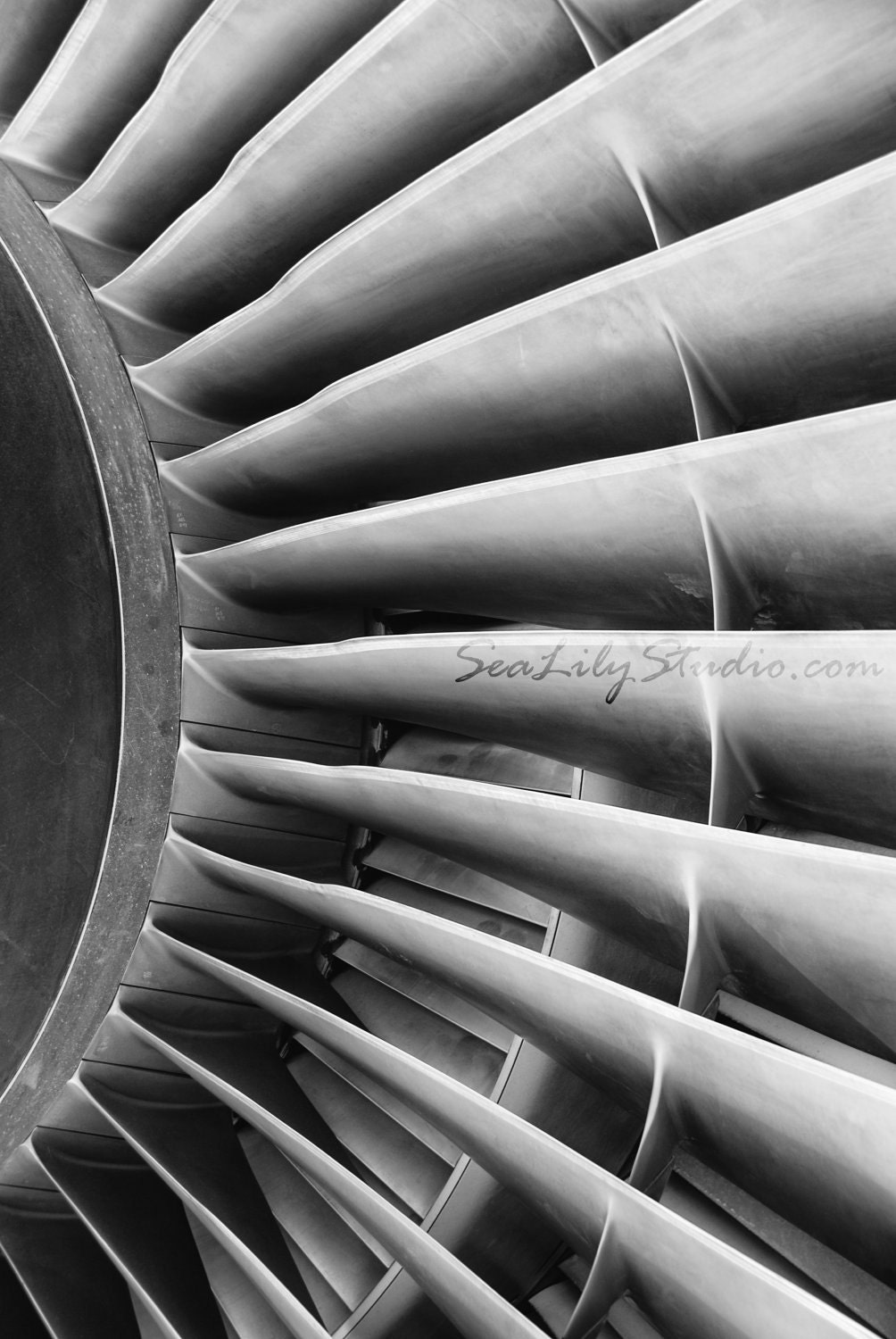 Turbine II : Plane Photography Jet Engine Black and White Monochrome ...