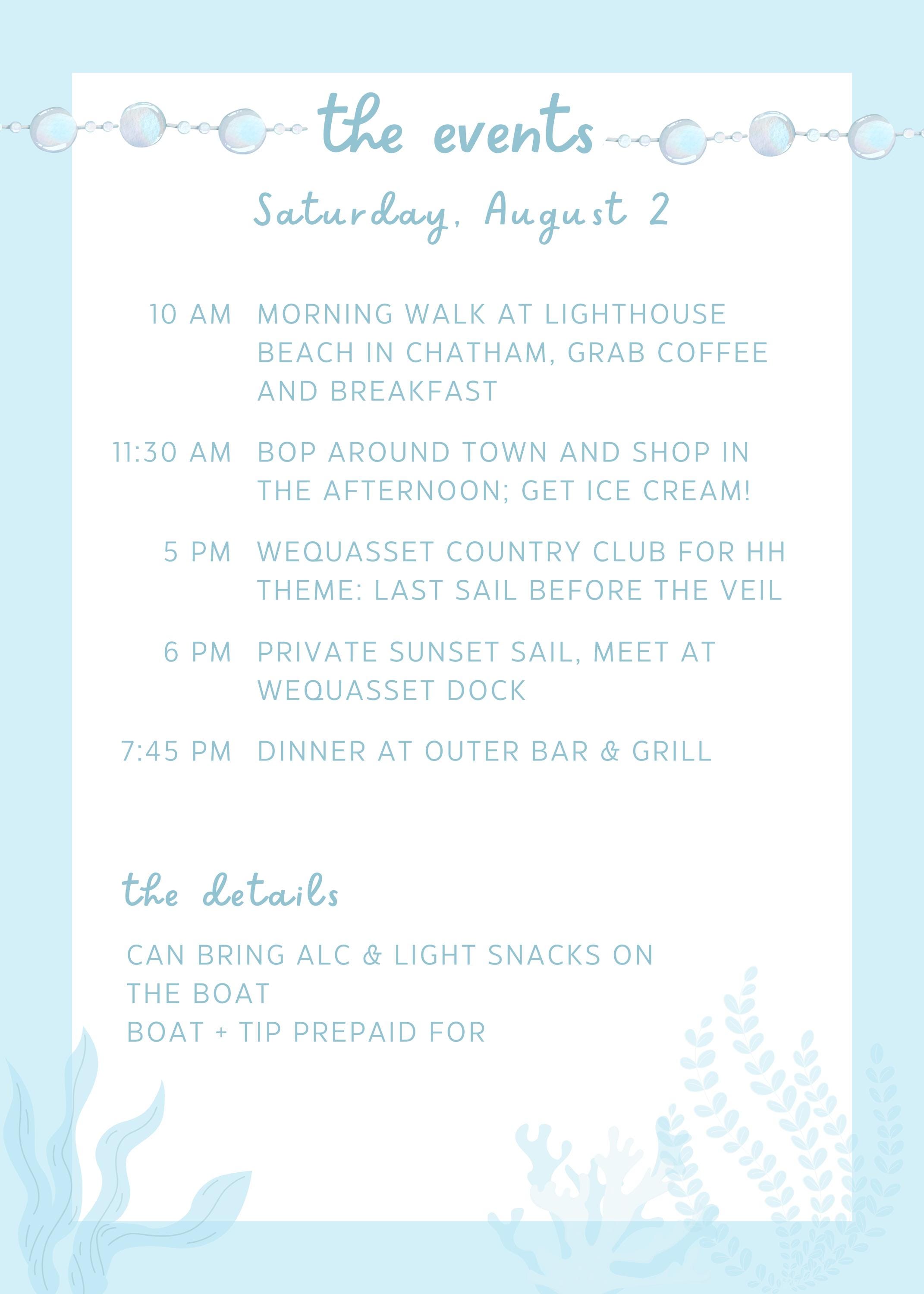 Cape Cod Bachelorette Party Invitation: Beach Theme Itinerary (editable ...