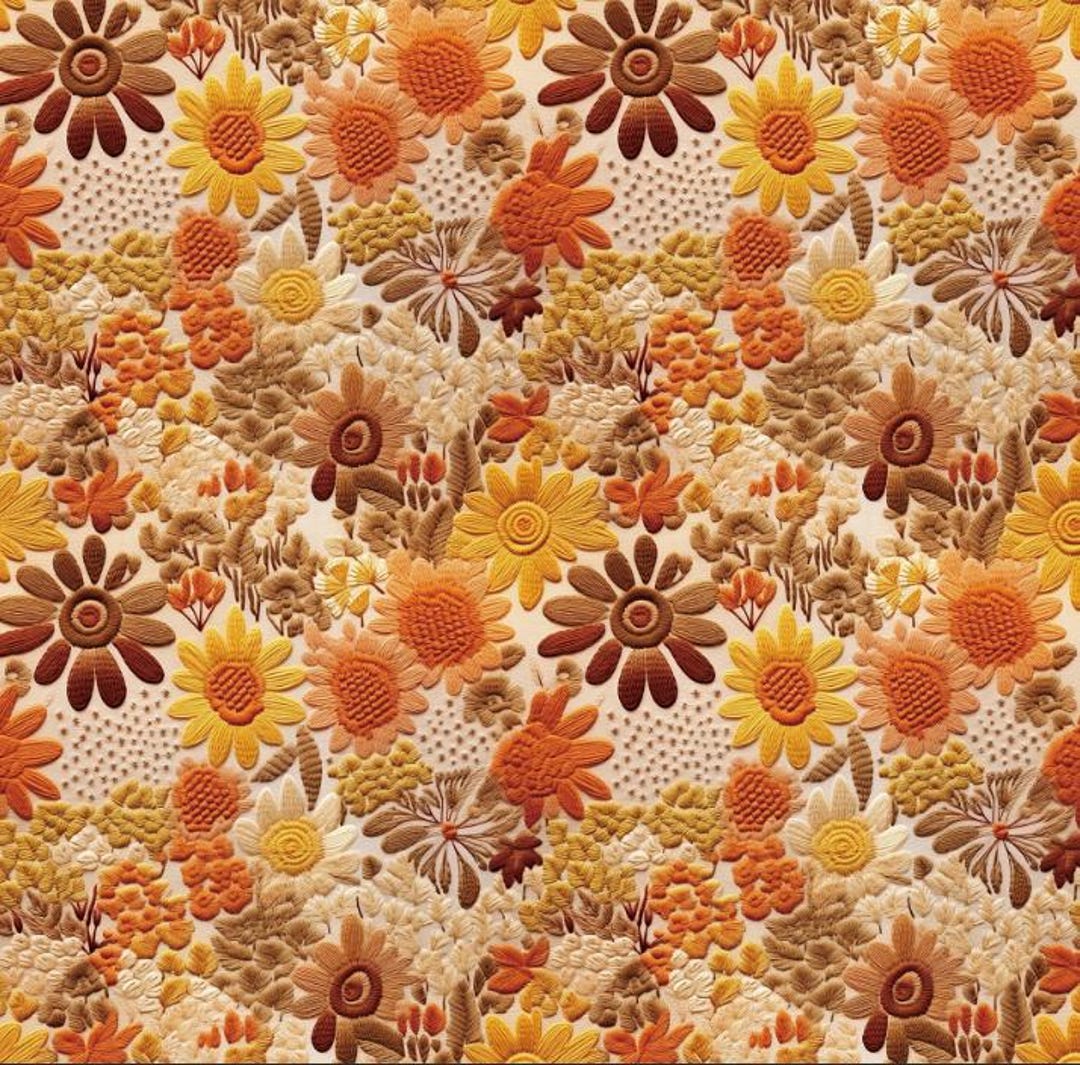 Embroidered Floral Pattern Cotton Fabric - Soft Children's Fabric ...