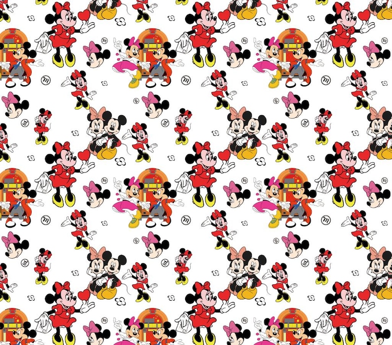 Lovely Mickey Mouse Style Pattern Fabric Dianey Style Cartoon Pattern ...
