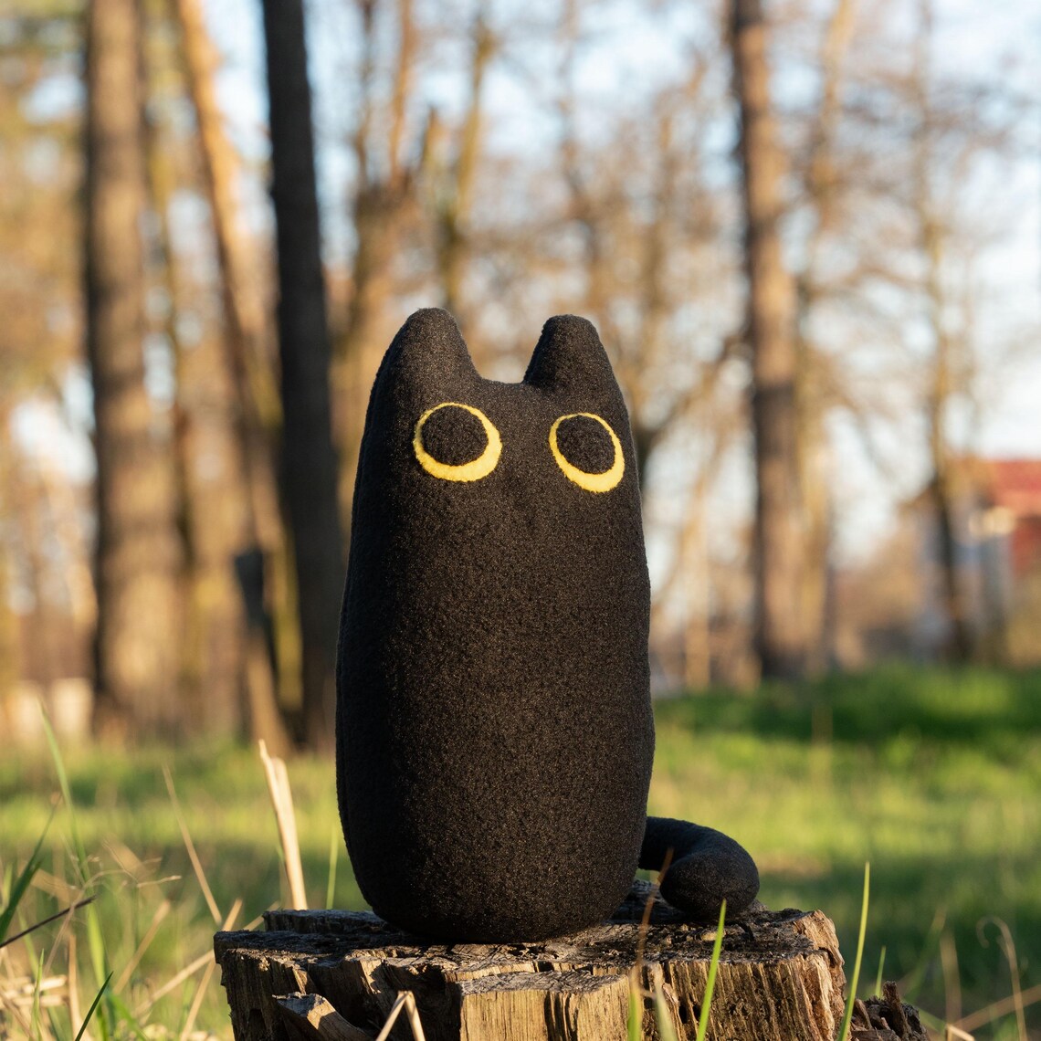 Black Cat Plush - Handmade Soft Toy, Black Cat Stuffed Animal, Cat ...