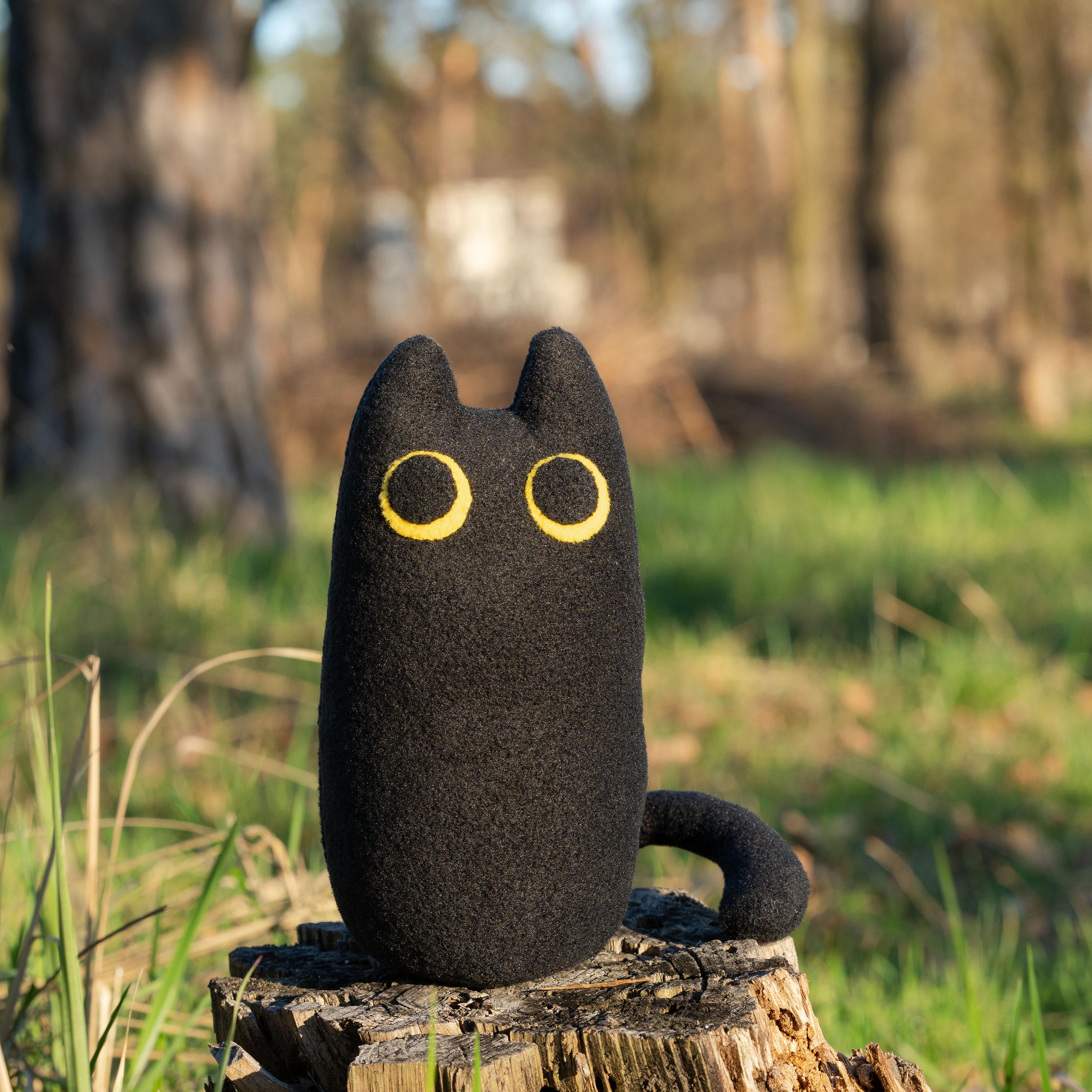 Black Cat Plush - Handmade Soft Toy, Black Cat Stuffed Animal, Cat ...