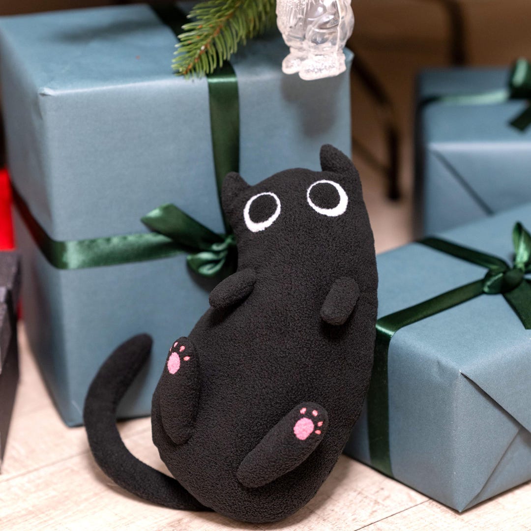 Black Cat Plushie Toy - Handmade Soft Toy, Cat Stuffed Animal, Black ...