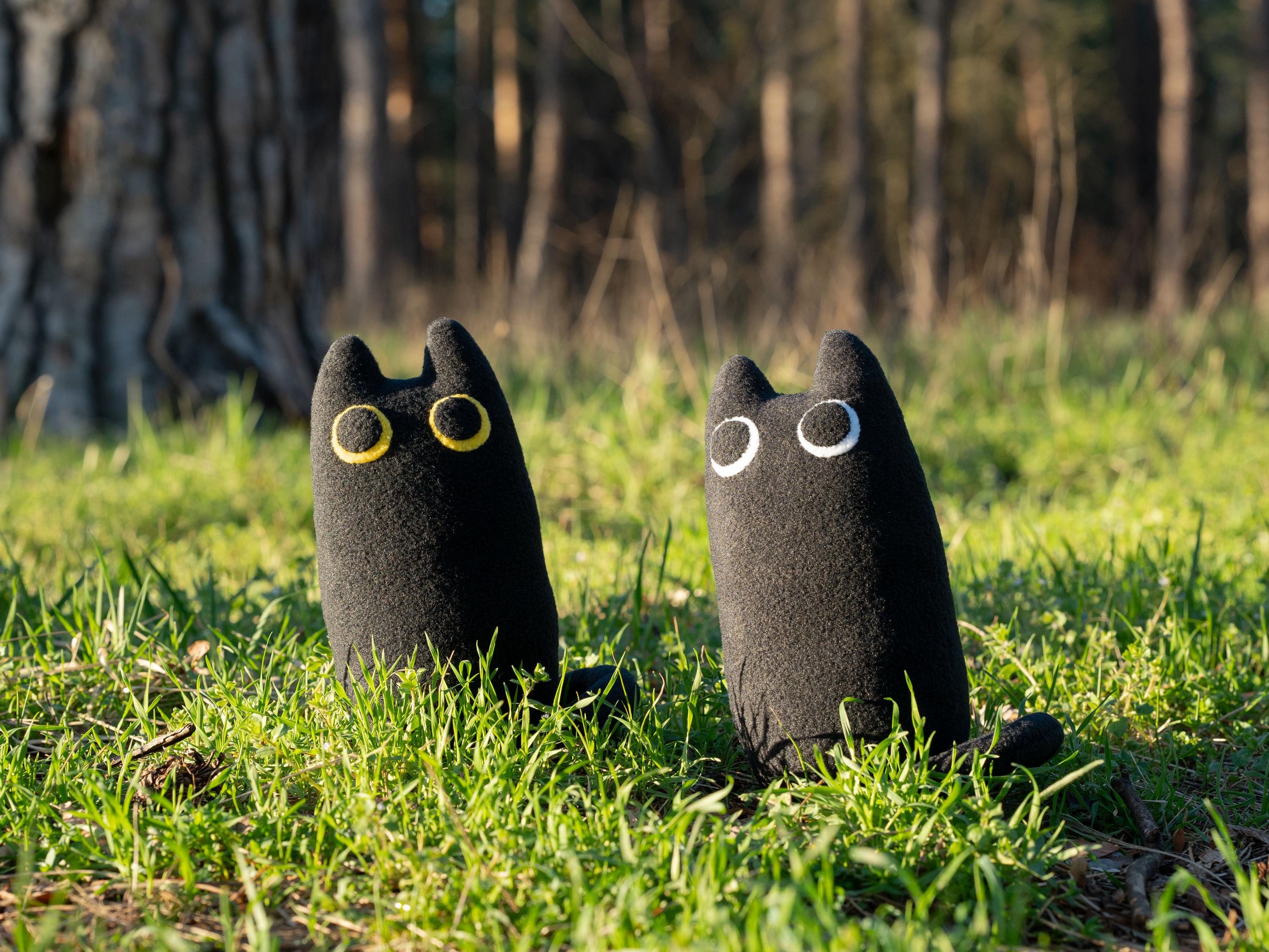 Black Cat Plush - Handmade Soft Toy, Black Cat Stuffed Animal, Cat ...