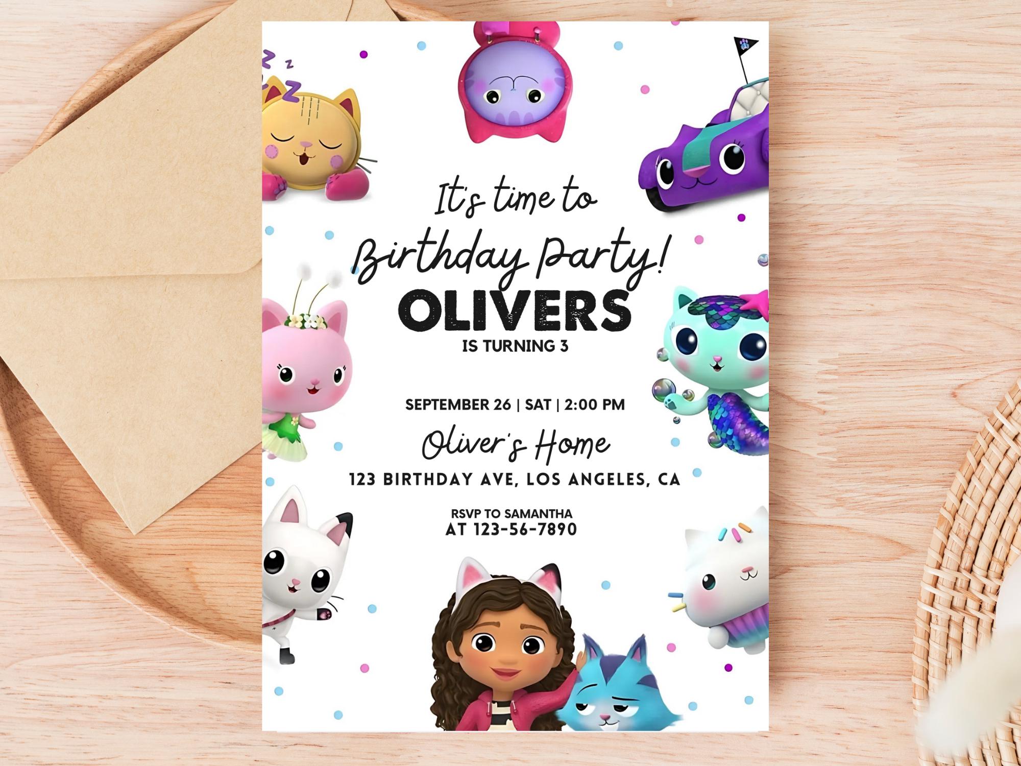 Gabbys Dollhouse Birthday Invitation | Editable Gabby's Kids Birthday ...