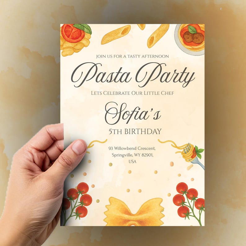 Editable Pasta Party Invitation Featuring Spaghetti and Italian Party ...