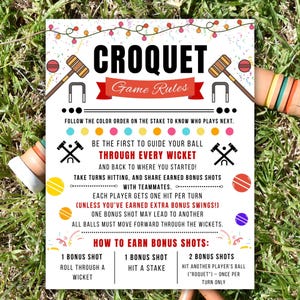Croquet Rules, Croquet Sign, Yard Games, Wedding Lawn Games, Party ...