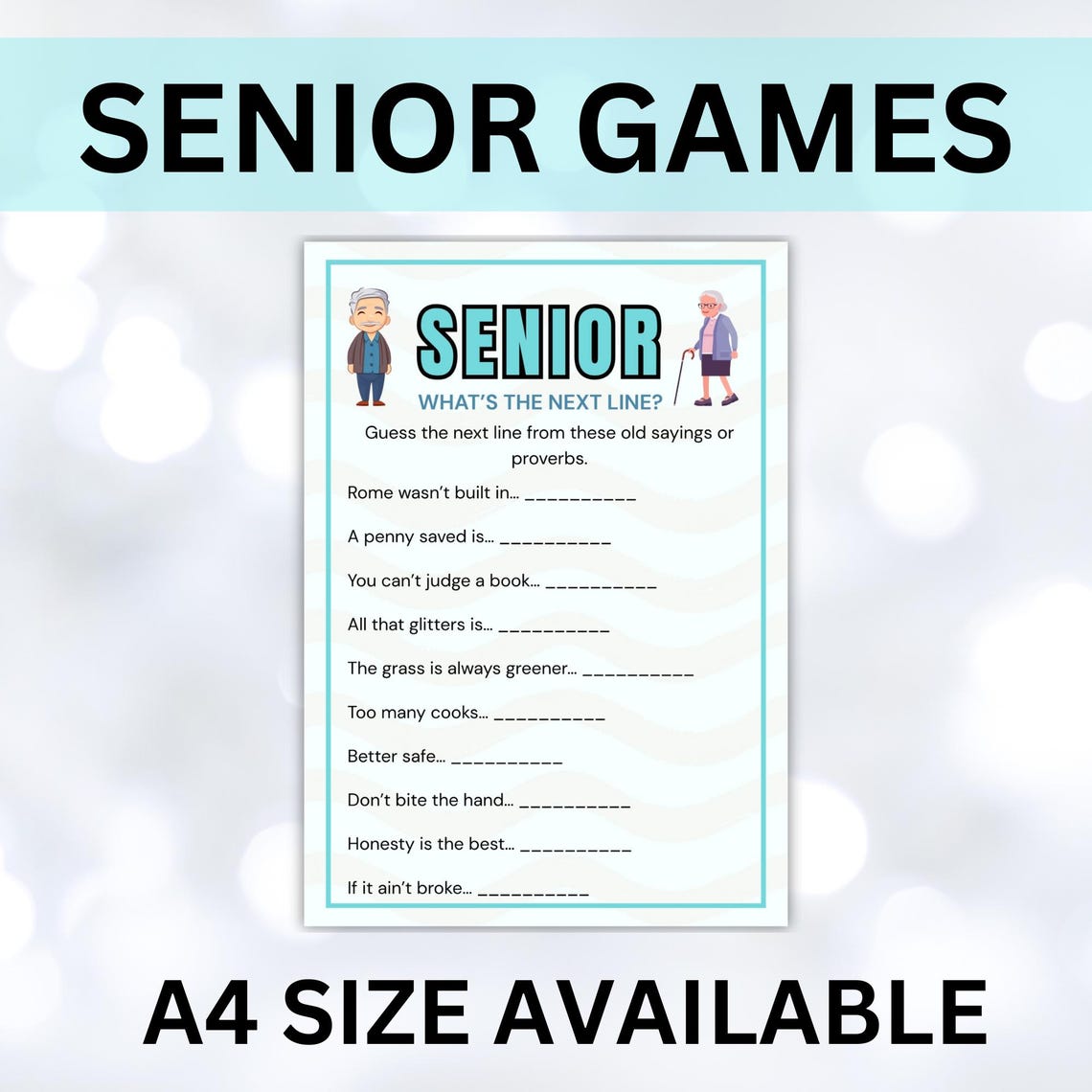 Senior Games Bundle Printable, Fun Brain Games for Seniors, Memory Dice ...