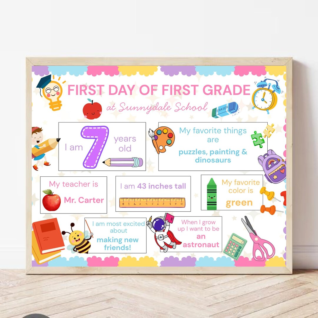 Editable First Day of School Sign, DIY Printable 1st Grade Sign ...