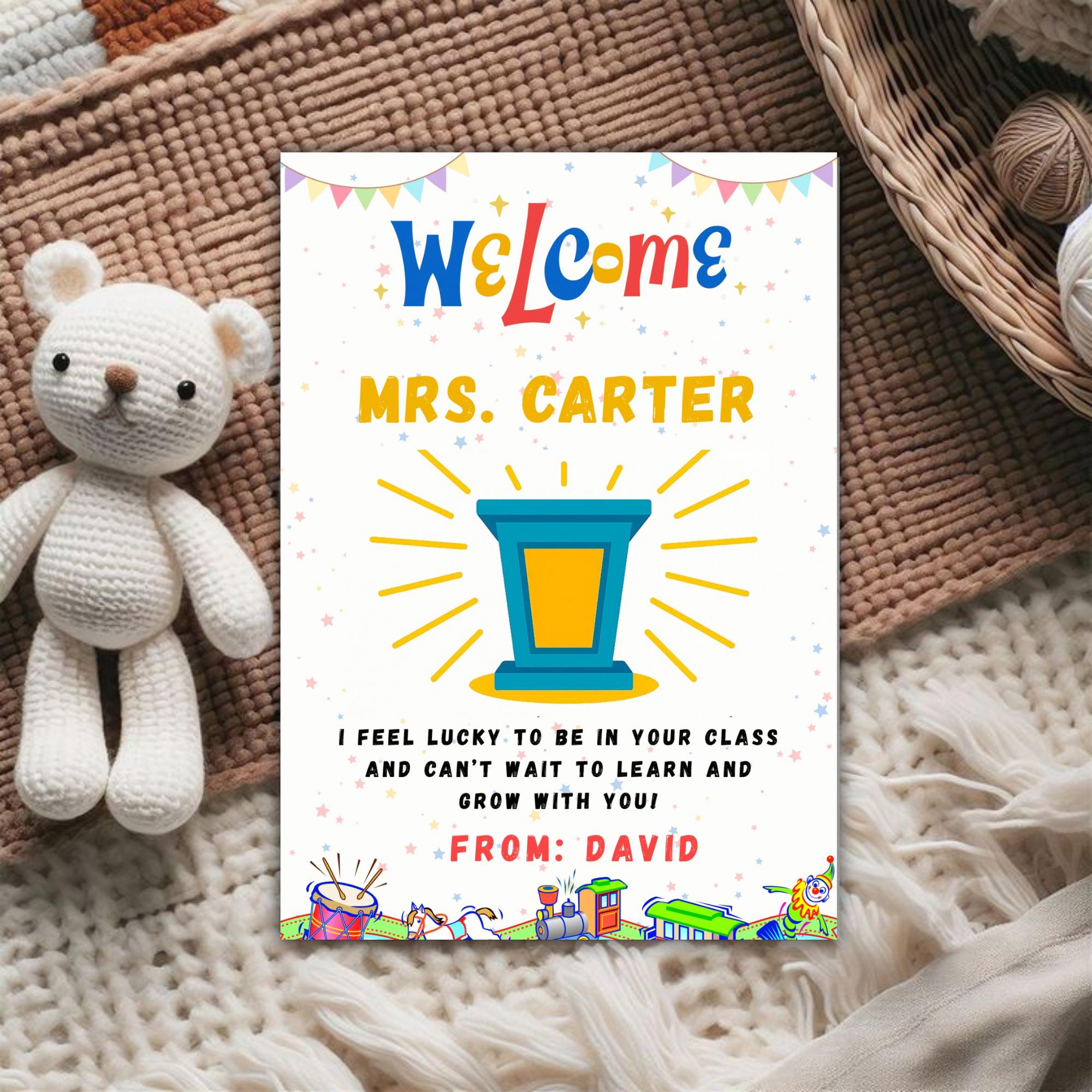 Editable Teacher Welcome Back Card: Printable Classroom Gift (canva ...