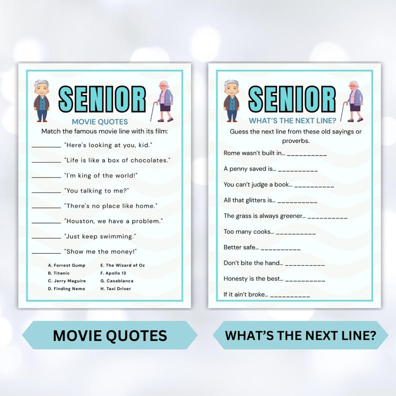 Senior Games Bundle Printable, Fun Brain Games for Seniors, Memory Dice ...