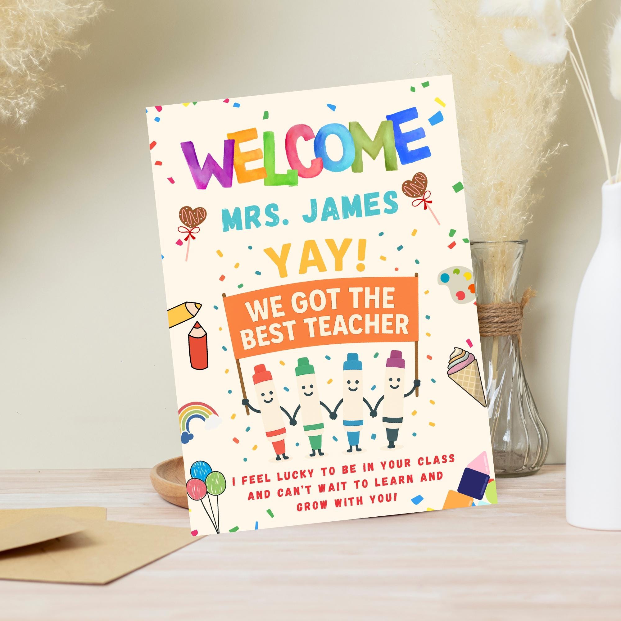 Editable Welcome Teacher Card: Back to School Gift (canva Template ...