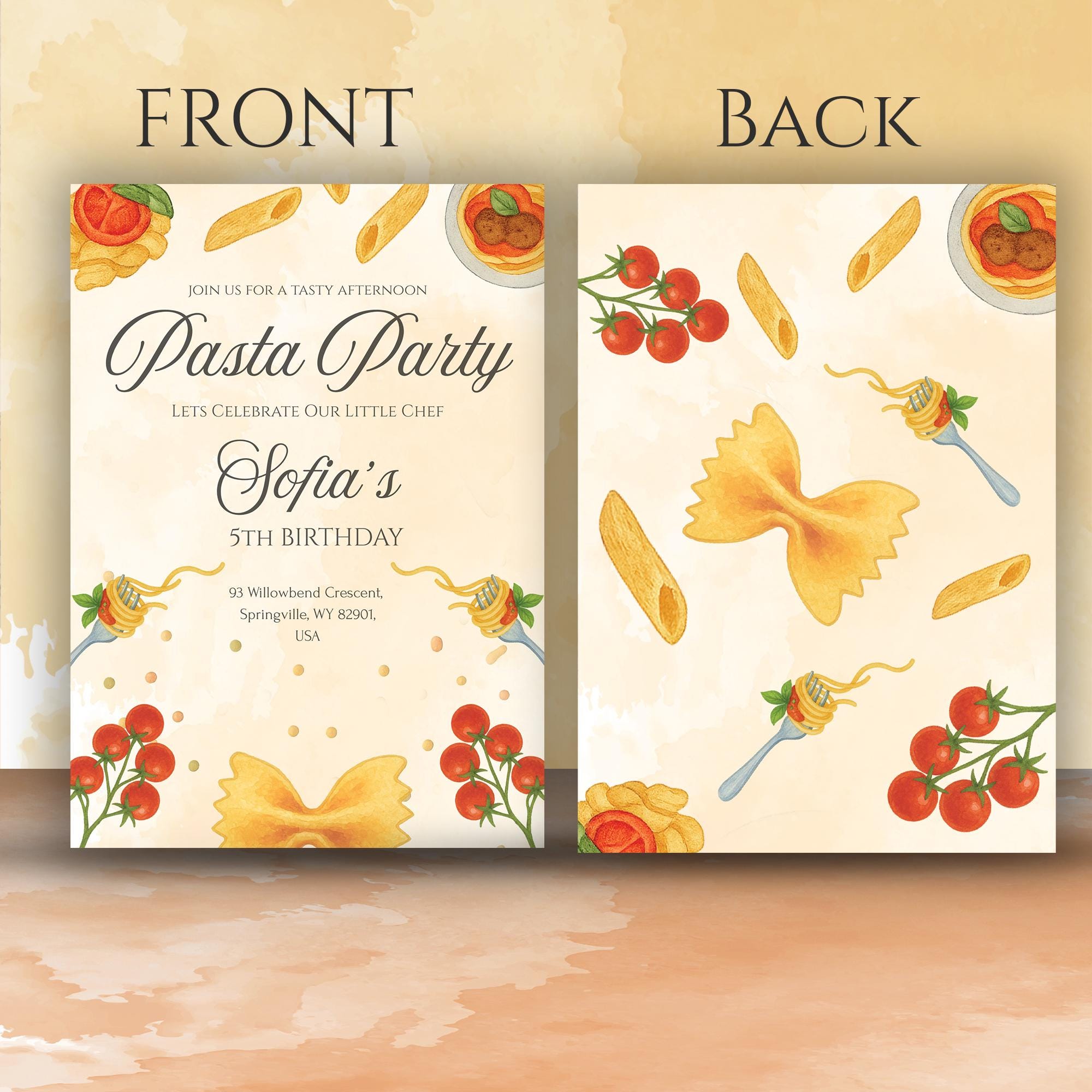 Editable Pasta Party Invitation Featuring Spaghetti and Italian Party ...