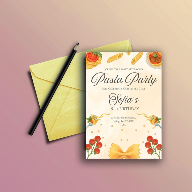 Editable Pasta Party Invitation Featuring Spaghetti and Italian Party ...