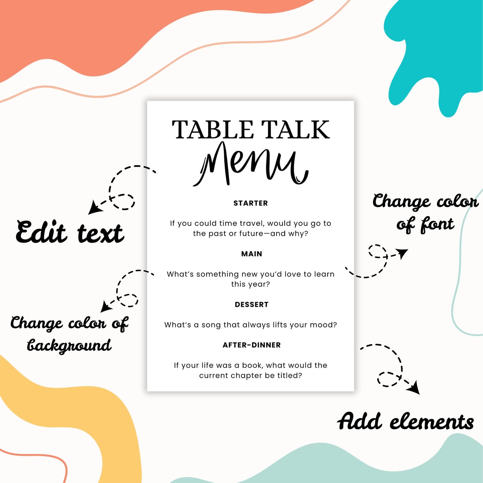 Wedding Table Conversation Cards: Funny Reception Icebreaker (digital ...