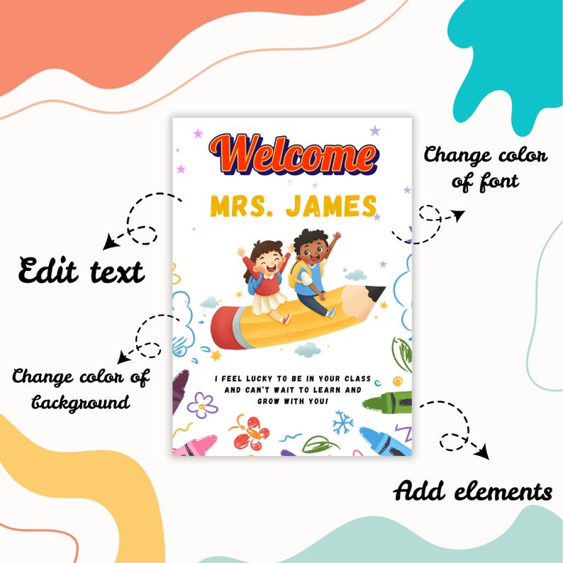 Editable Teacher Welcome Back Card: Printable Classroom Gift (canva Template Digital Download - Etsy
