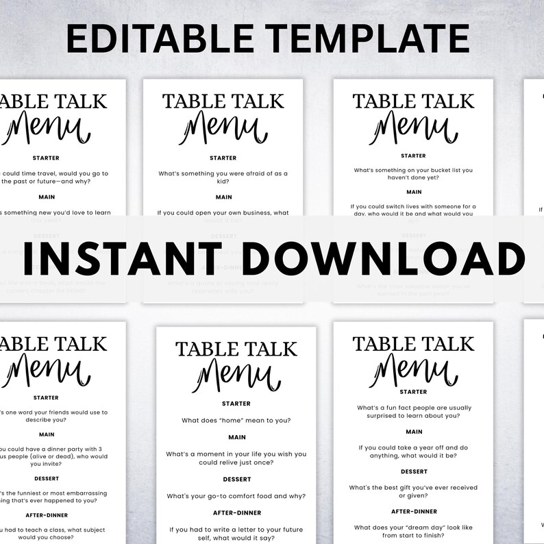 Wedding Table Conversation Cards: Funny Reception Icebreaker (digital ...