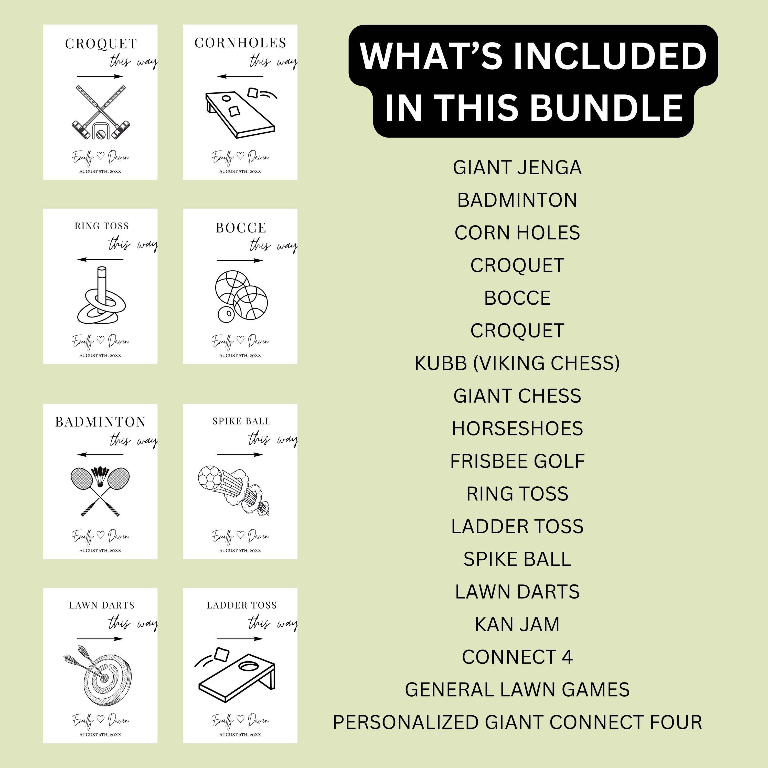 Wedding Lawn Games Sign Bundle, Minimalist Yard Game Signs, Reception ...