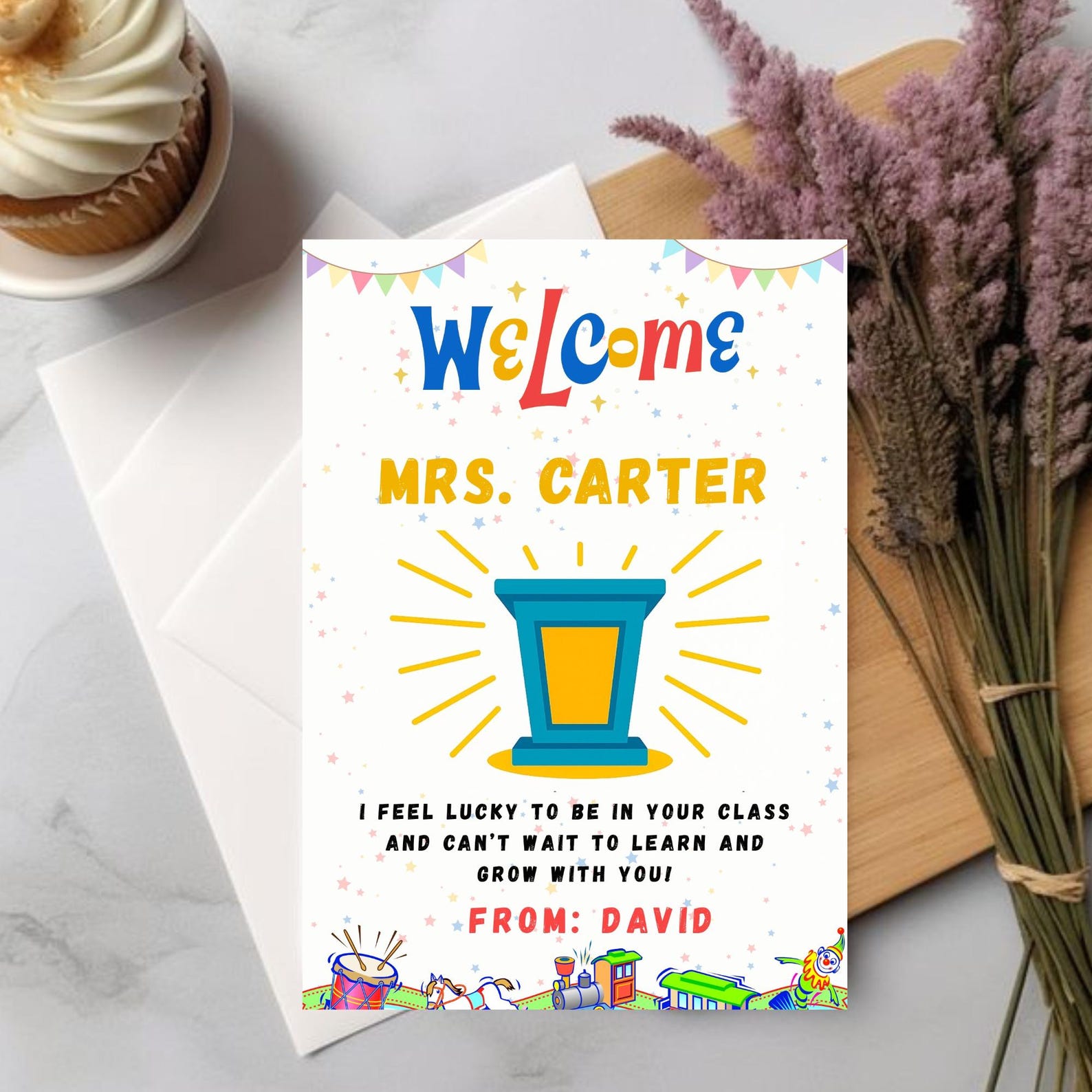Editable Teacher Welcome Back Card: Printable Classroom Gift (canva ...
