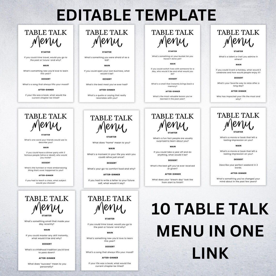 Wedding Table Conversation Cards: Funny Reception Icebreaker (digital ...