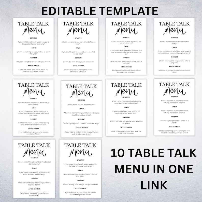 Wedding Table Conversation Cards: Funny Reception Icebreaker (digital ...