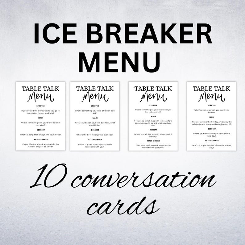 Wedding Table Conversation Cards: Funny Reception Icebreaker (digital ...