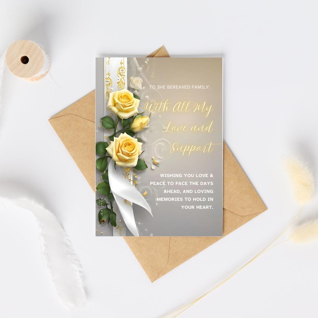 Floral Ribbon Sympathy Card, Supportive Grief Card, Condolence Card ...