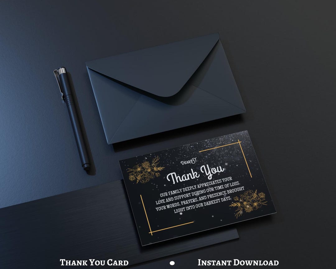 Printable Funeral Thank You Card, Sympathy Appreciation Card Print ...