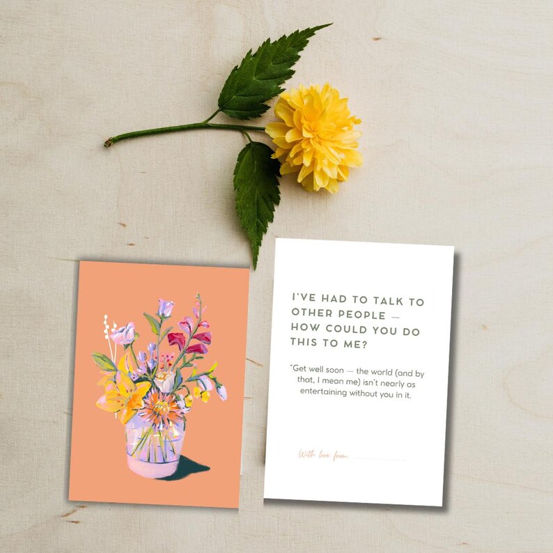 Colorful Floral Get Well Soon Card, Folded Printable With Flower Vase ...