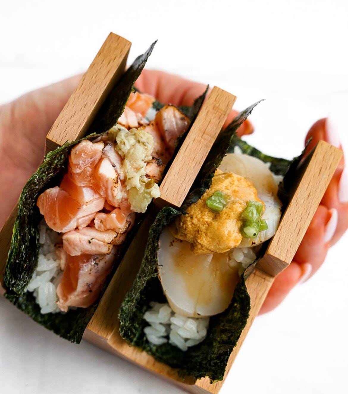 2 PC Sushi Taco Holder, Wood Taco Holder, Wooden Taco Holder, Wood ...