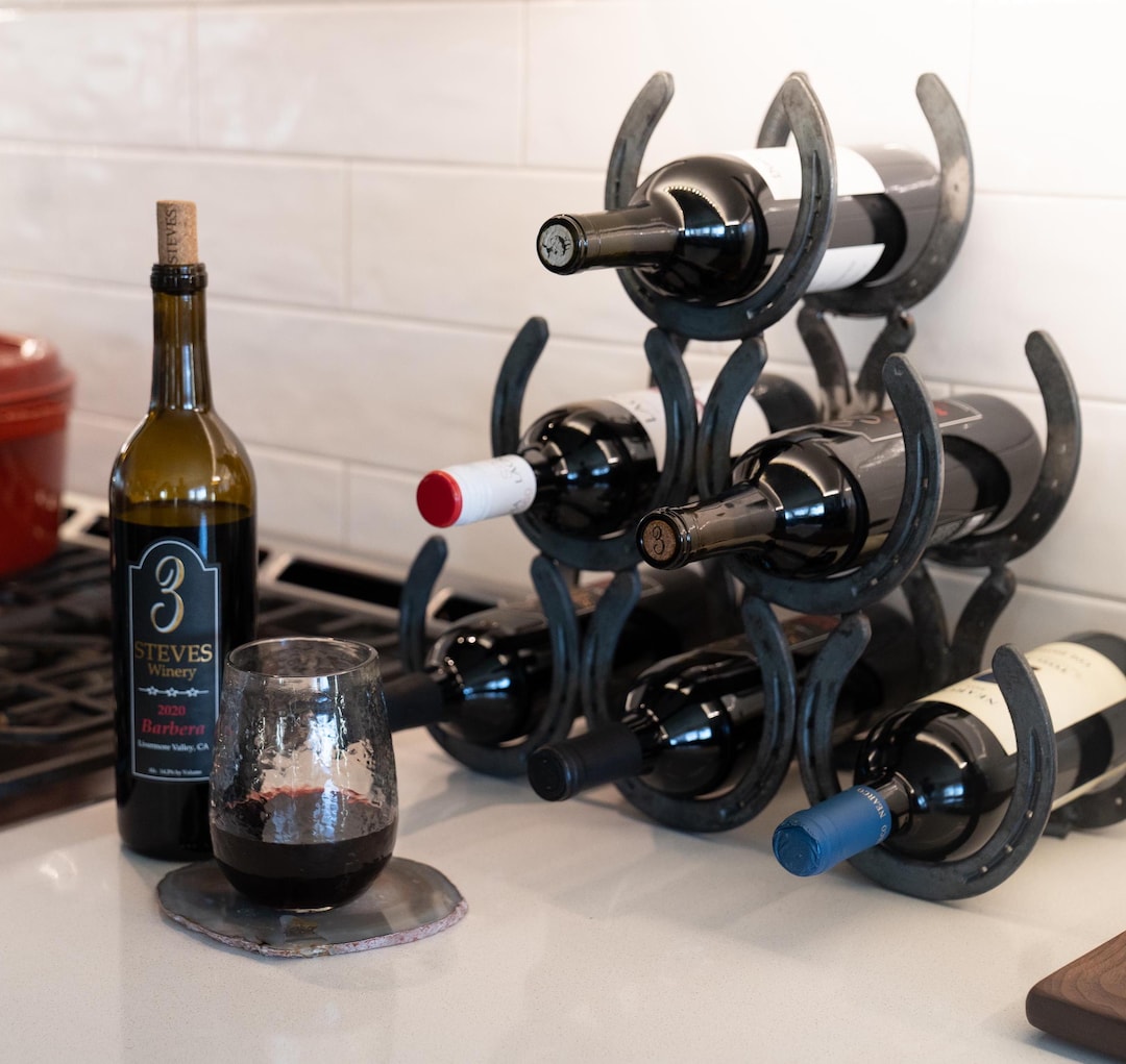 Rustic Triangle Horseshoe Wine Rack – Handcrafted Western Charm - Etsy