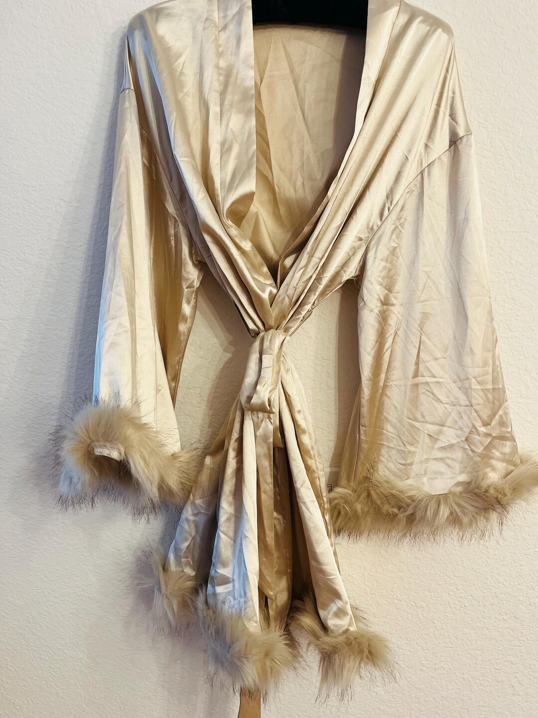 GORGEOUS SATIN FUR Trim Robe - Etsy