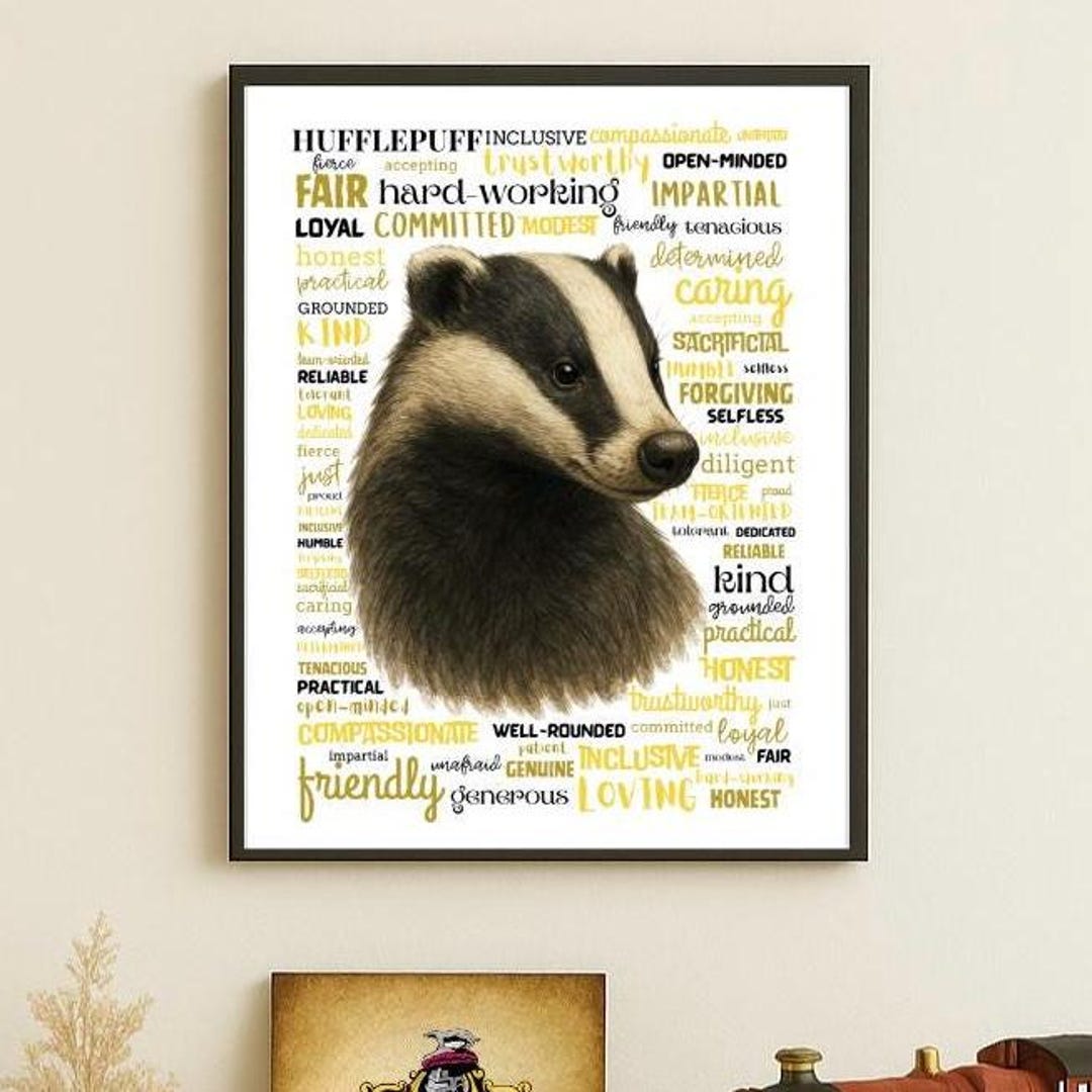 Hufflepuff Word Art Digital Print | Hogwarts House Traits | Badger Wall ...