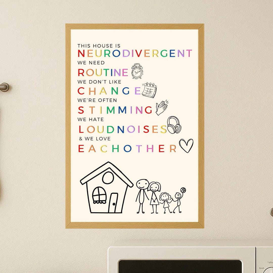 Neurodivergent House Rules Digital Print - Colorful Autism Awareness ...
