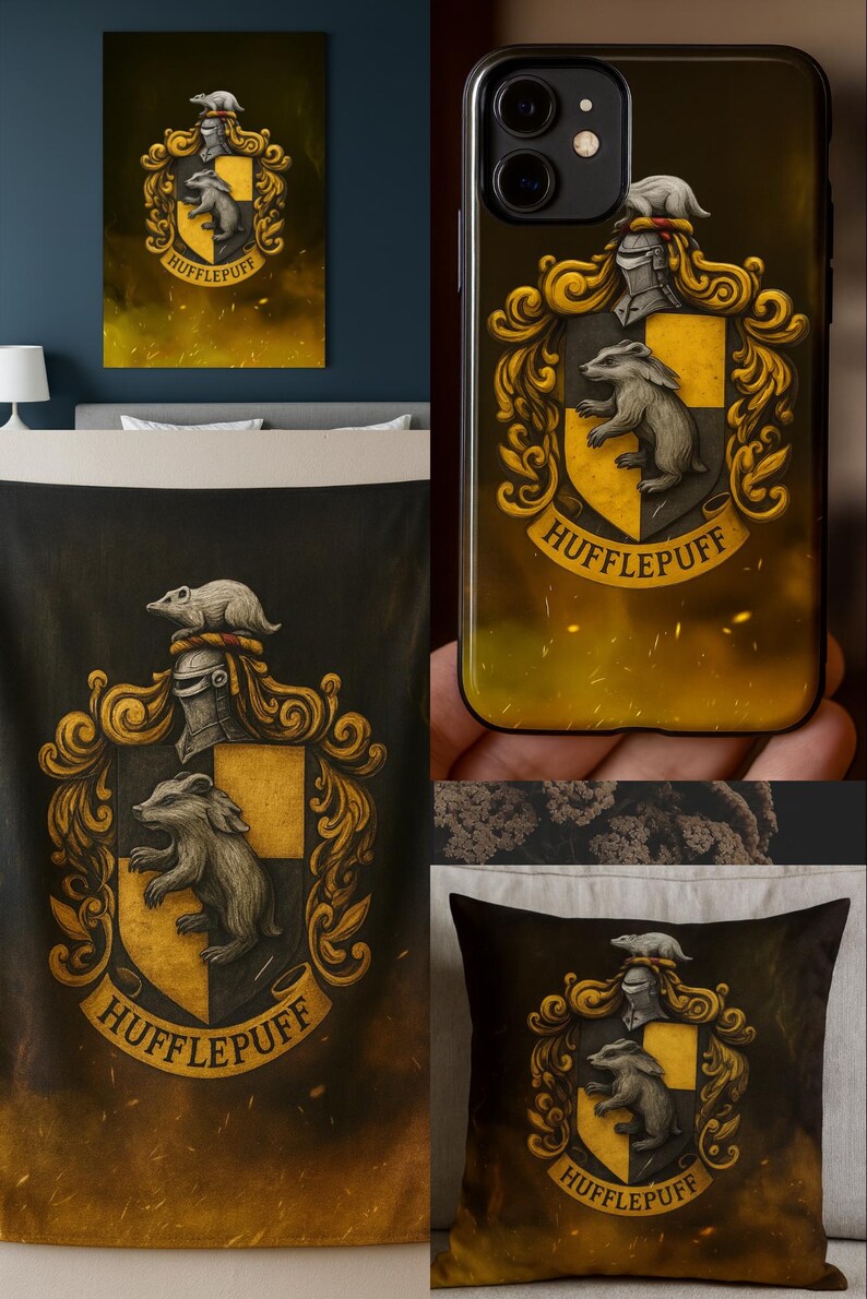 Descarga digital del escudo de Hufflepuff / Arte mural de las casas de ...