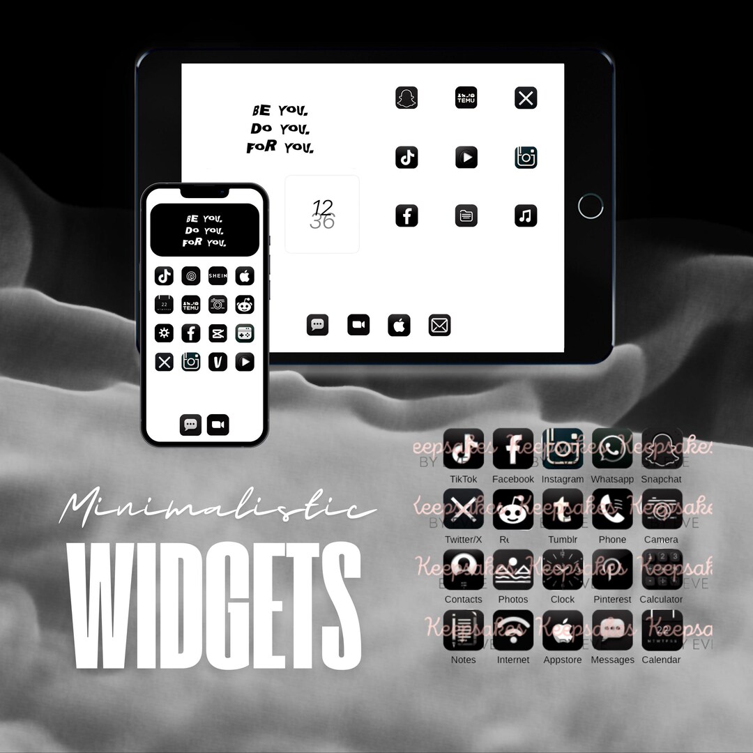 Black Minimalist Ios Widgets – App Icons (PDF) - Etsy
