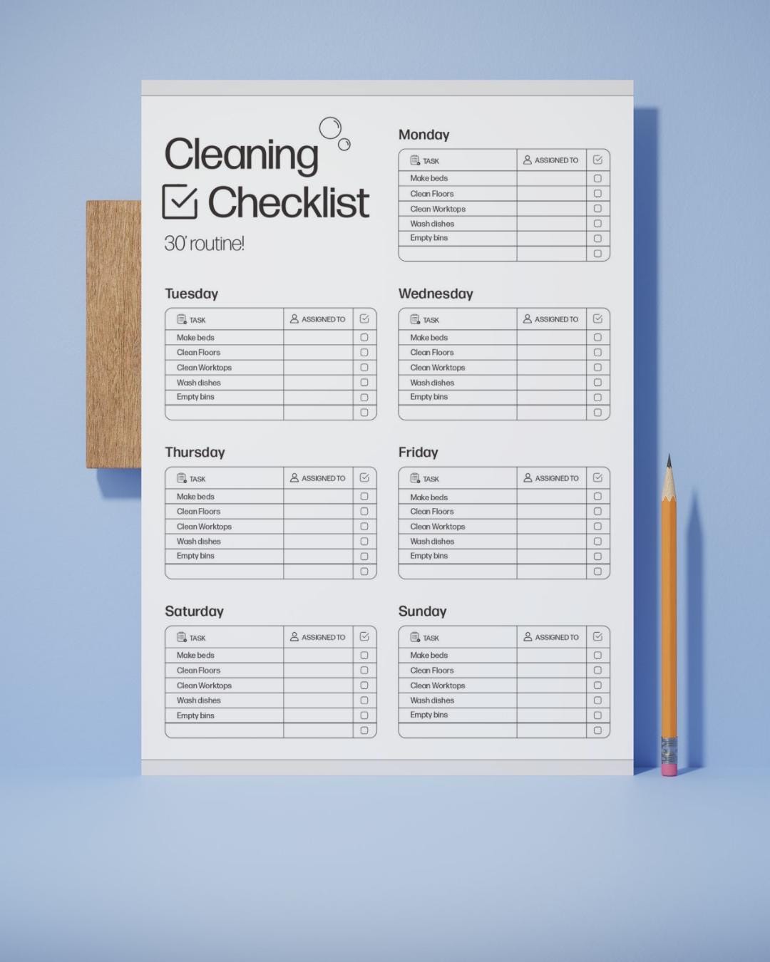 Cleaning Schedule Template Instant Download for All the Family - Etsy
