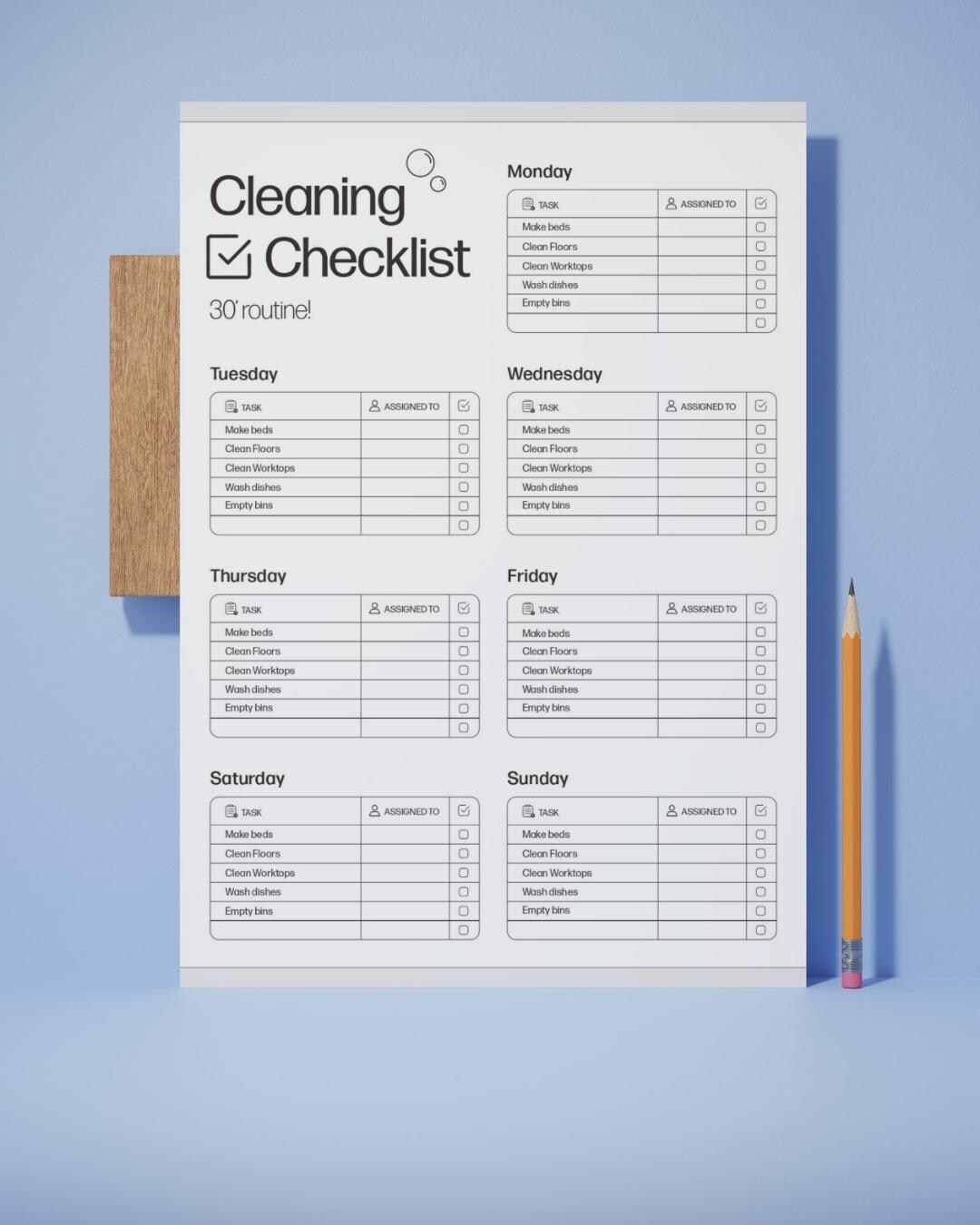 Cleaning Schedule Template Instant Download for All the Family - Etsy