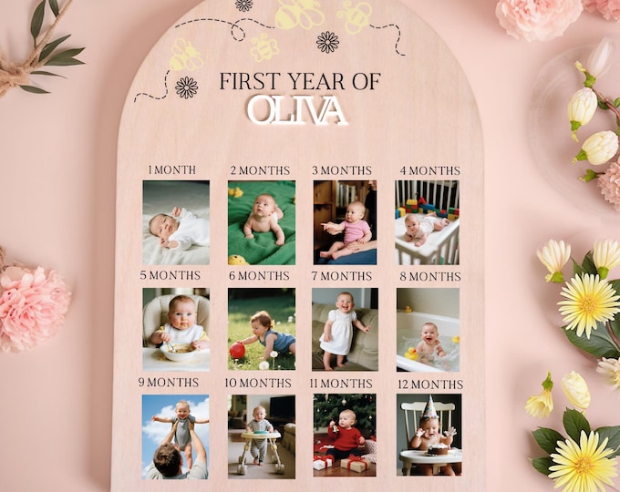 First Year Birthday Photo Board, Baby Girl First Birthday, Butterfly ...
