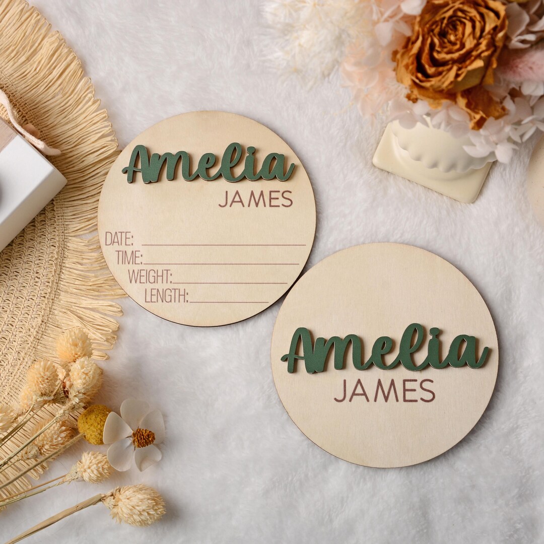 Custom Baby Arrival Announcement Sign, Baby Name With Birth Stats, Wood ...