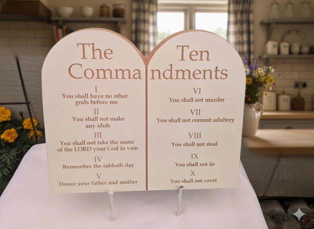 Engraved Ten Commandments Wooden Wall Decor - Christian Gift -white - Etsy