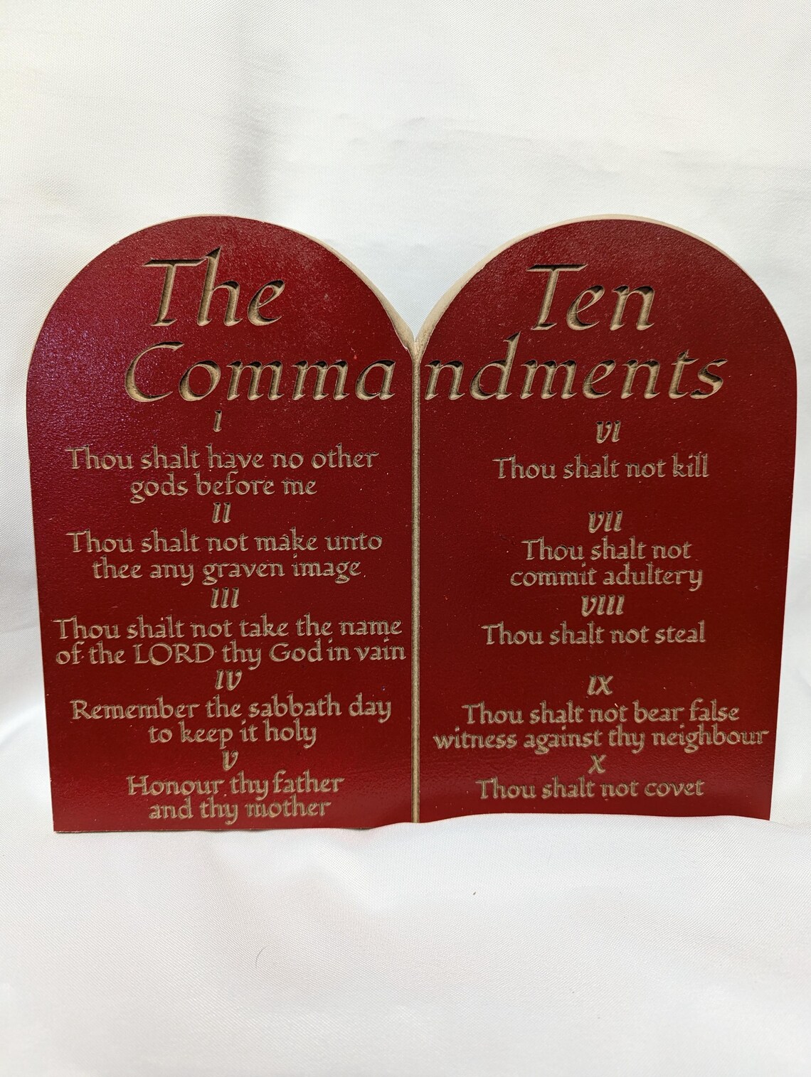 Ten Commandments- Engraved Wooden Home Decor - Bible Scripture - 9x11 ...