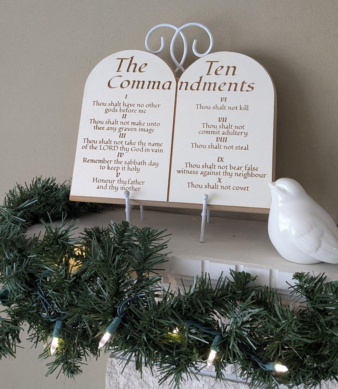 Engraved Ten Commandments KJV Wooden Wall Decor - Christian Gift - Etsy